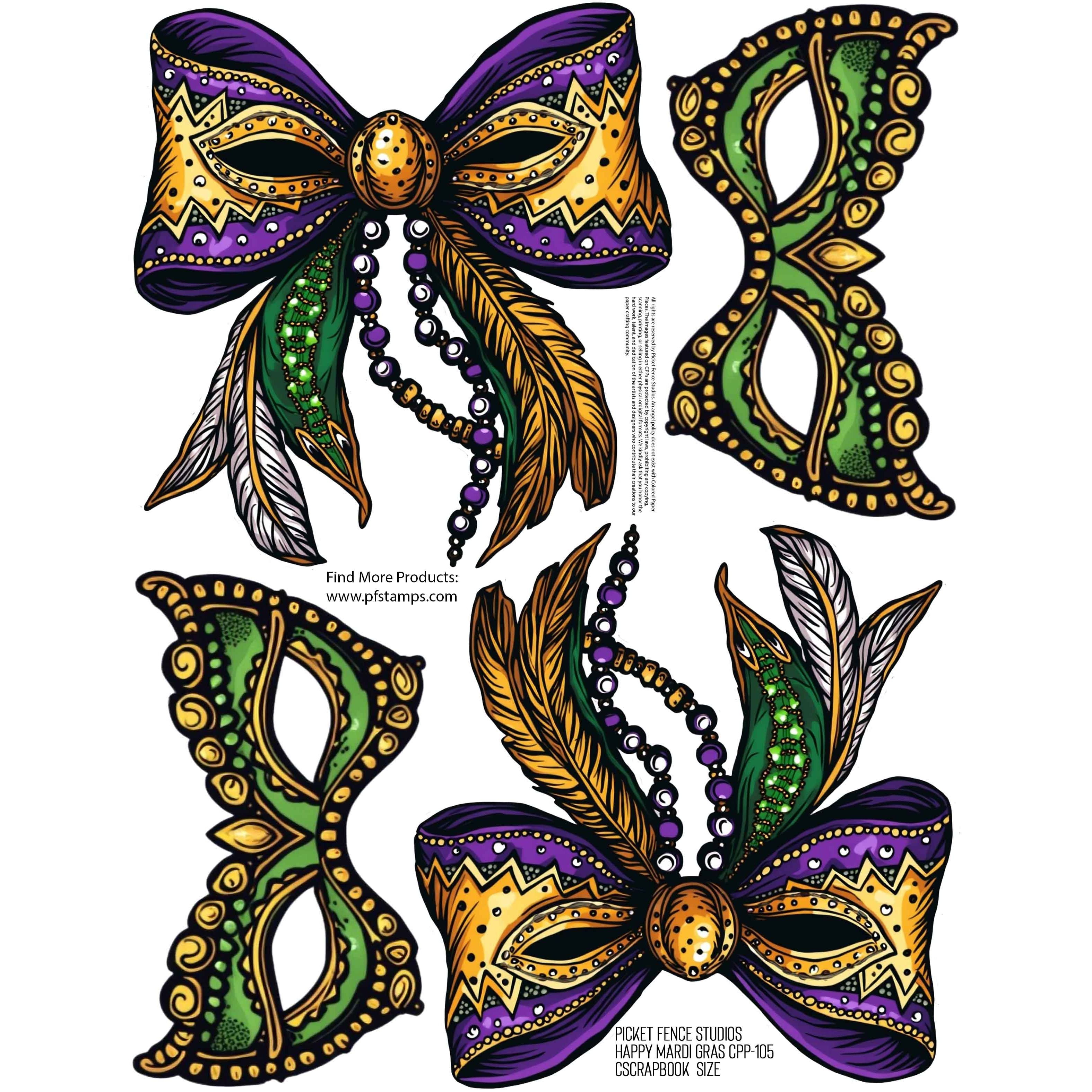 Colored Paper Pieces - Happy Mardi Gras Scrapbook Size - 40% Off ...