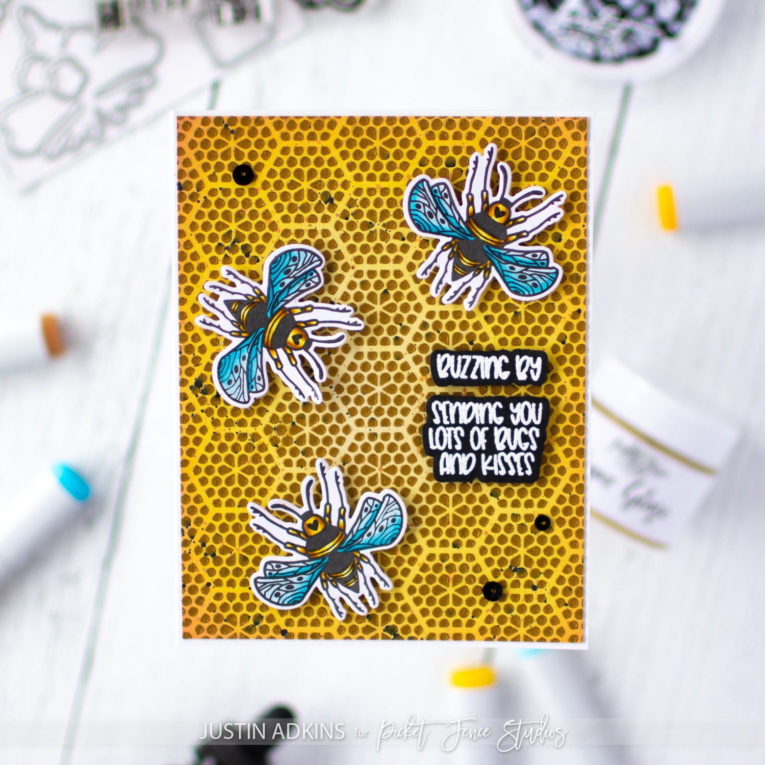 Buzzing By Card with Paper Glaze – Picket Fence Studios