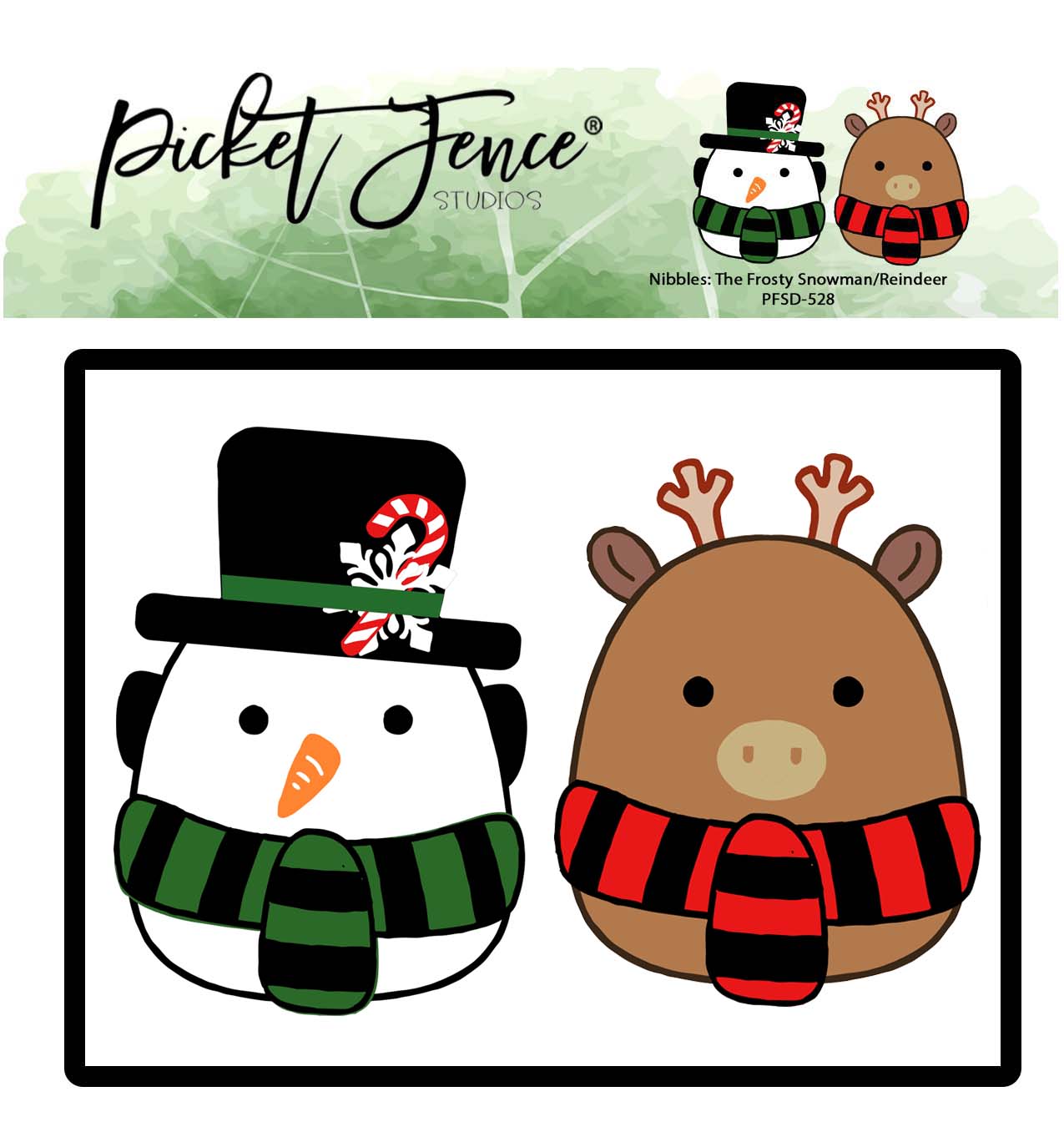 Nibbles: Frosty Snowman/Reindeer Die Set – Picket Fence Studios